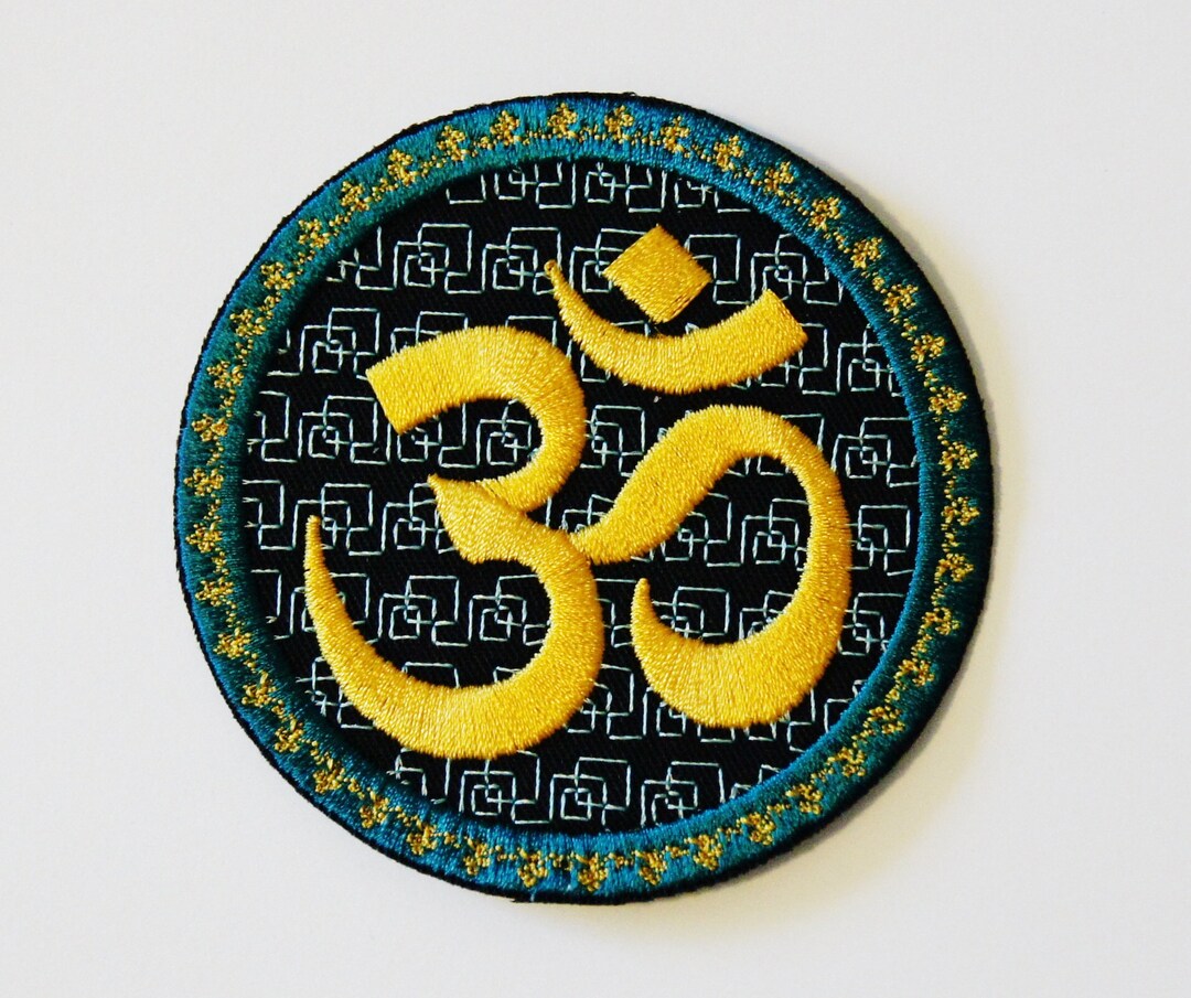 Chakra OHM Iron on Patch Embroidered Fabric Meditation Symbol DIY Zen ...
