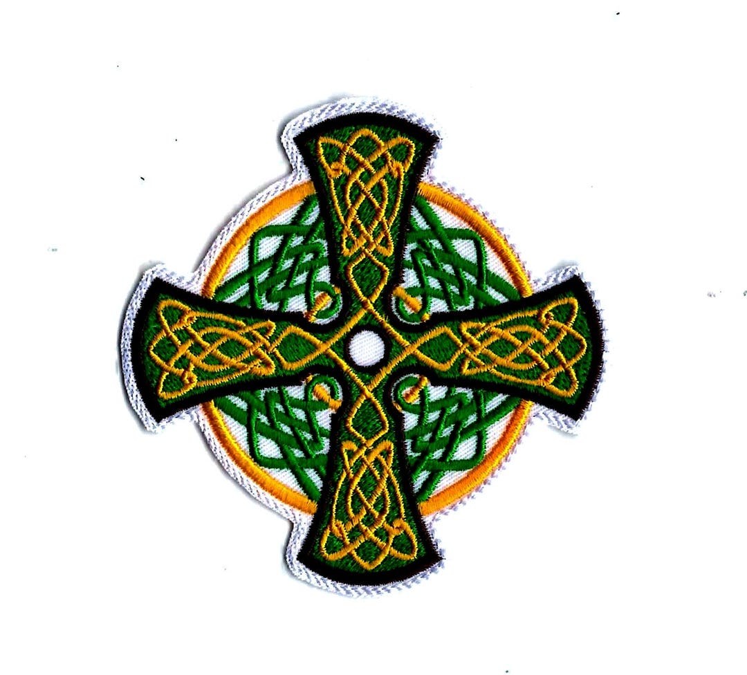 Celtic Cross Embroidered Iron-on Patch - Irish Fabric Applique Badge - Etsy