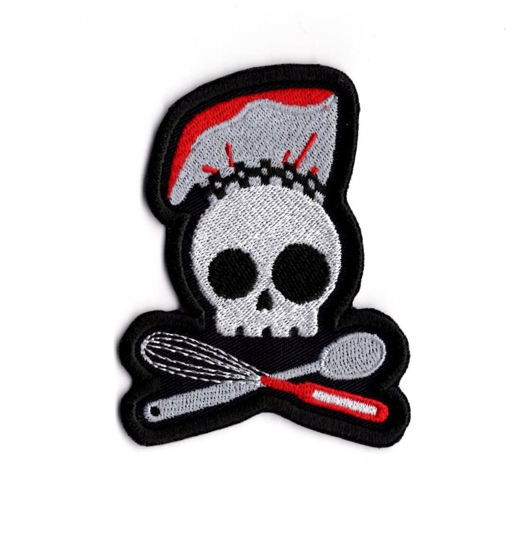 Chef Skull Patch Embroidered Iron on Patch Skull & Crossbones Chef ...
