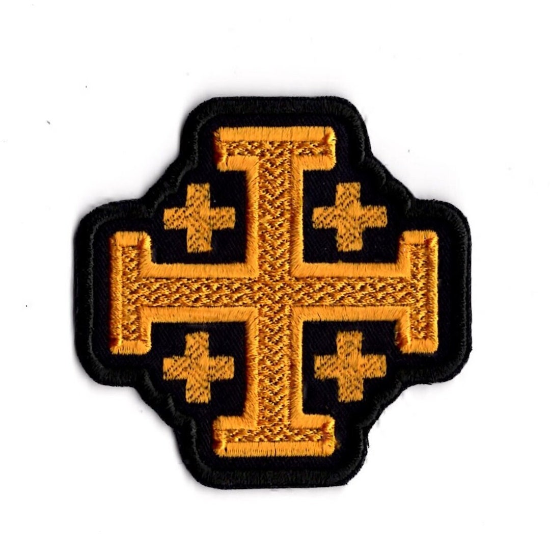Templar Cross Patch Embroidered Iron on Fabric Templar Crusader Cross ...
