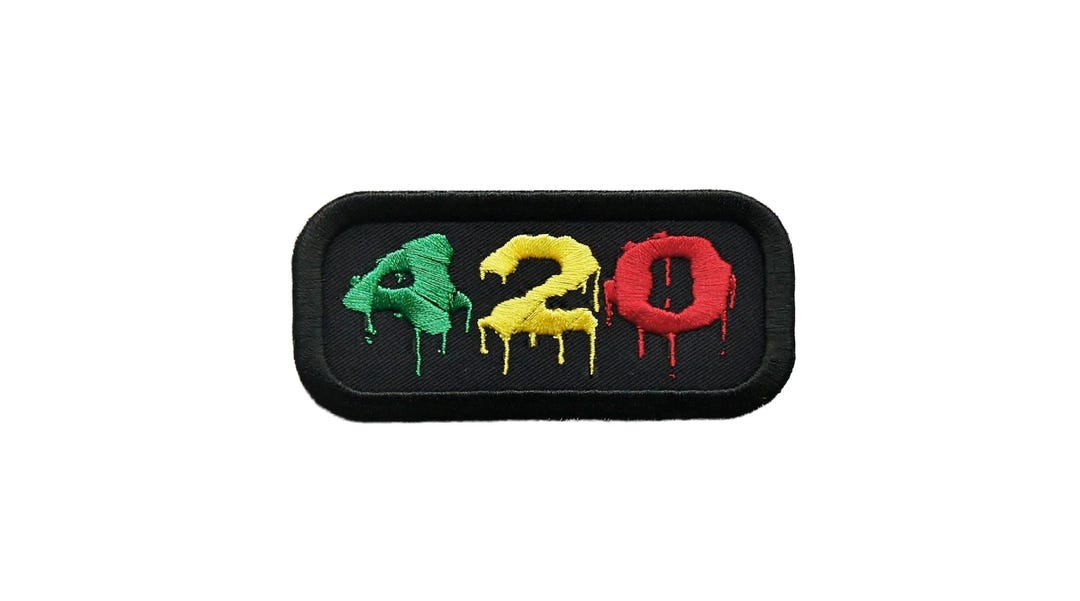 420 Patch Embroidered Iron on Melty Cannabis Four Twenty Word Patch - Etsy