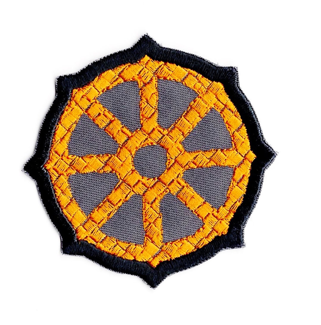 Buddhist Wheel Embroidered Patch - Hand-finished Iron-on Spiritual ...