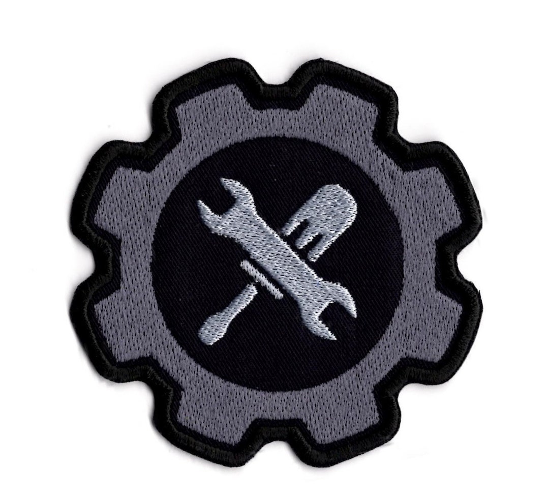 Mechanic Gear Patch Iron on Patch Embroidered Fabric Wrench Crest Patch ...