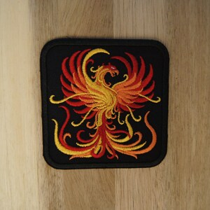 Fire Phoenix Patch Embroidered Iron on Fabric Dire Phoenix Patch by ...