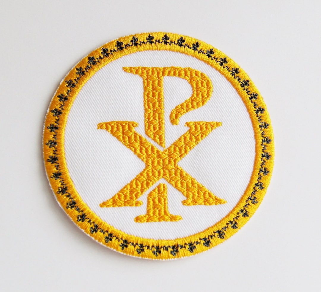Chi-rho Patch Embroidered Iron on PX Christianity Patch Fabric Crusader ...