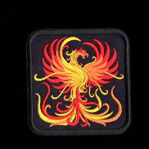 Fire Phoenix Patch Embroidered Iron on Fabric Dire Phoenix Patch by ...