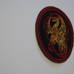 Fire Dragon Patch Embroidered Iron on Fabric Dragon Patch by ...