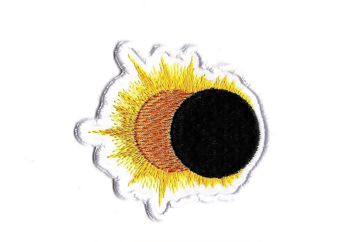 Solar Eclipse Patch Embroidered Iron on Eclipse of the Sun Fabric ...