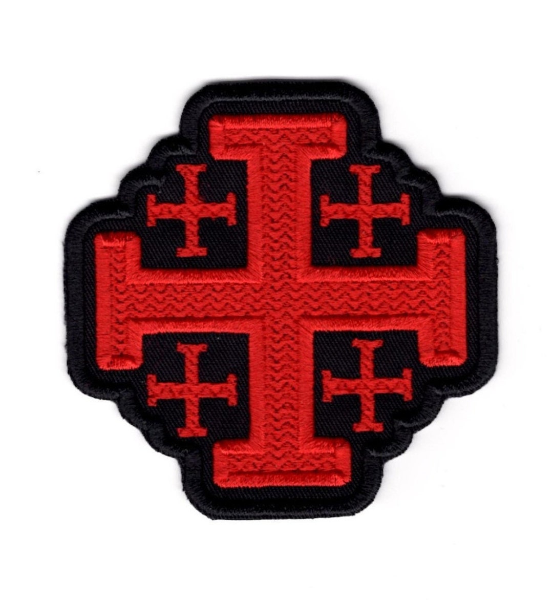 Jerusalem Cross Patch Embroidered Iron on Templar Crusader Fabric Cross ...