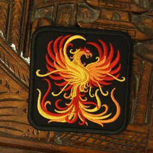 Fire Phoenix Patch Embroidered Iron on Fabric Dire Phoenix Patch by ...