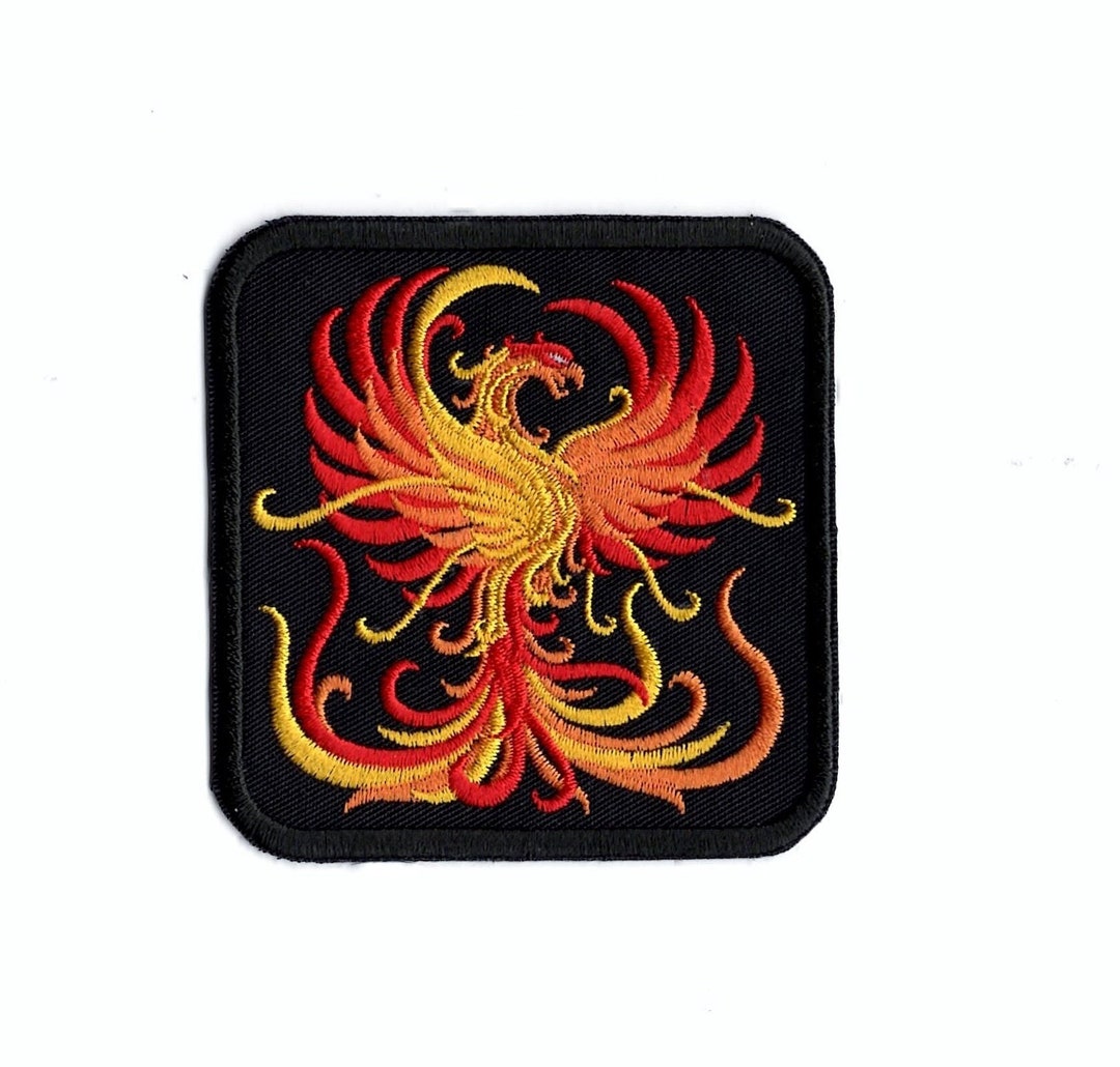 Fire Phoenix Patch Embroidered Iron on Fabric Dire Phoenix Patch by ...