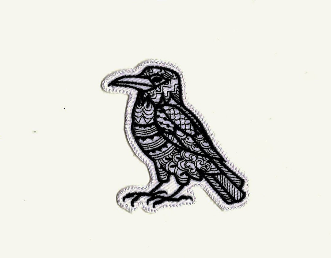 Raven Patch Embroidered Iron on Black Bird Applique Patch by ...