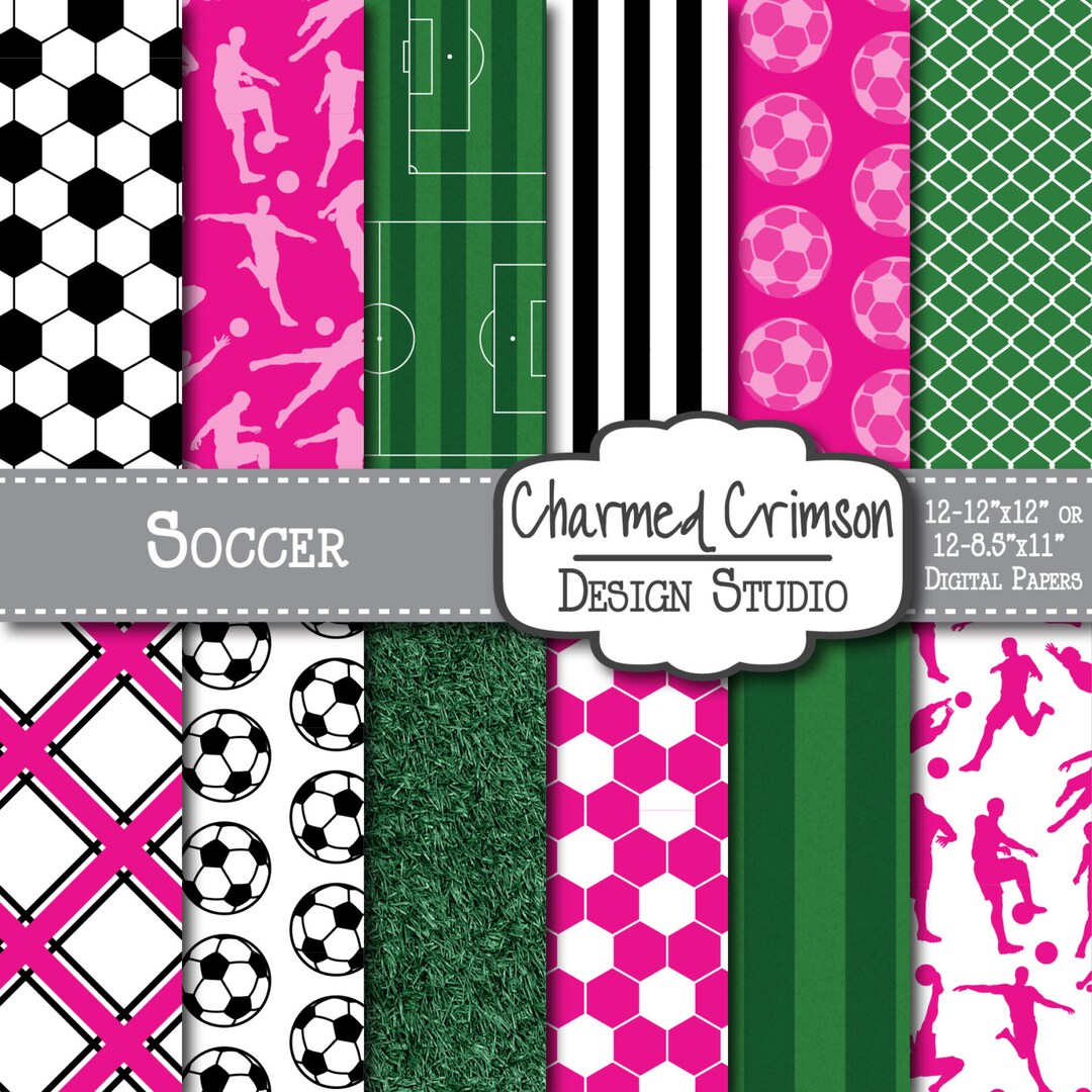 Sports Digital Background, Soccer Digital Paper, Pink Digital Paper ...