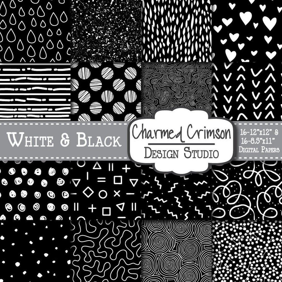 Doodle Digital Paper, Black Doodles, Black Pen Doodles, Chevrons ...