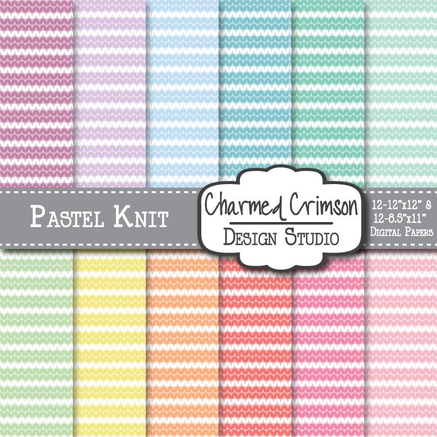 Pink Digital Paper, Knit Digital Paper, Mint Digital Pattern, Light ...