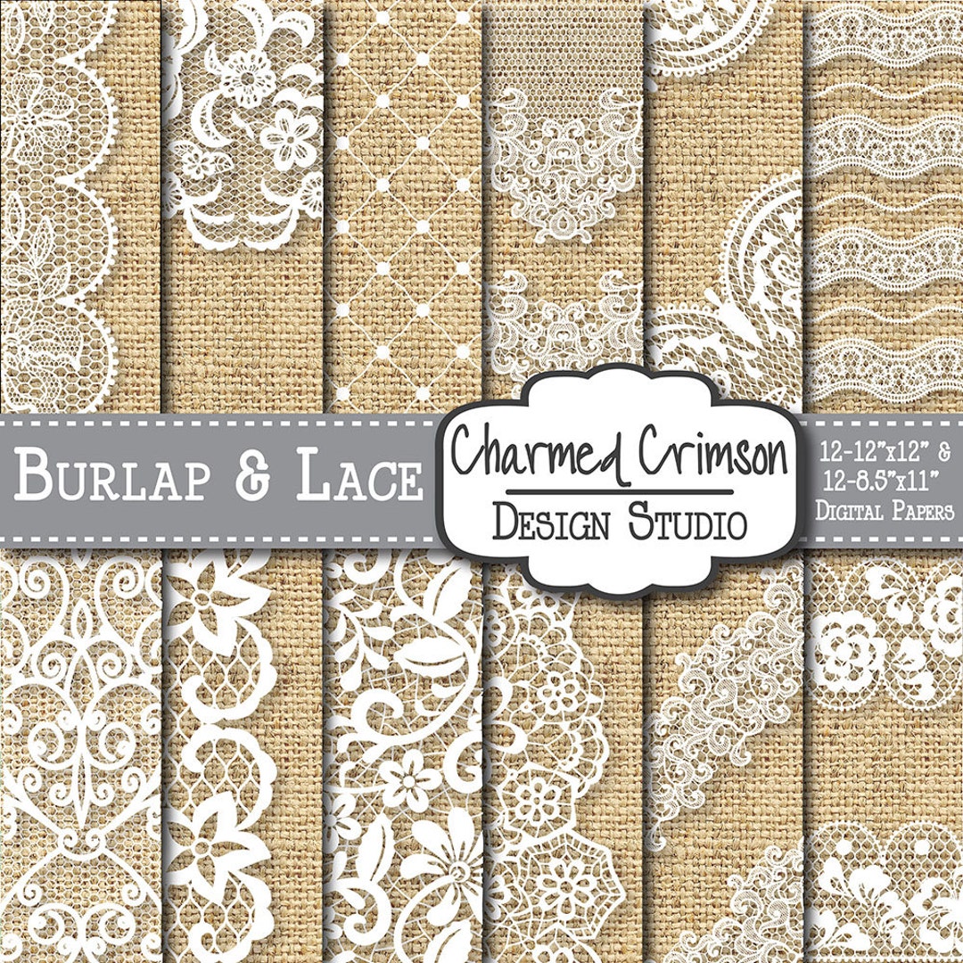 Burlap Digital Paper Lace Digital Paper Burlap Wedding - Etsy