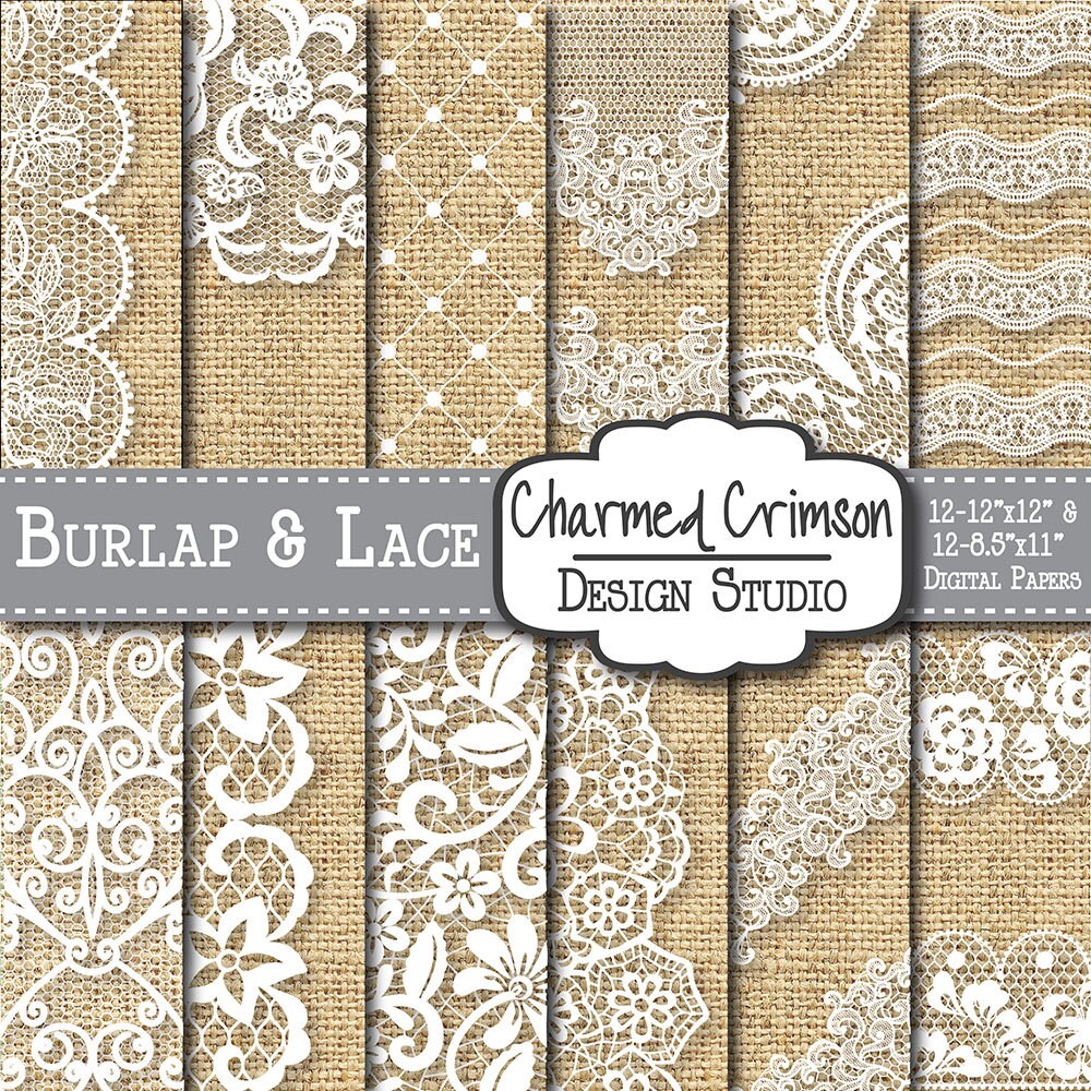 Burlap Digital Paper Lace Digital Paper Burlap Wedding - Etsy