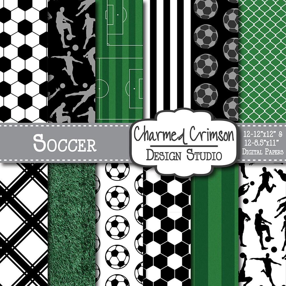 Sports Digital Background, Soccer Digital Paper, Black Digital Paper ...