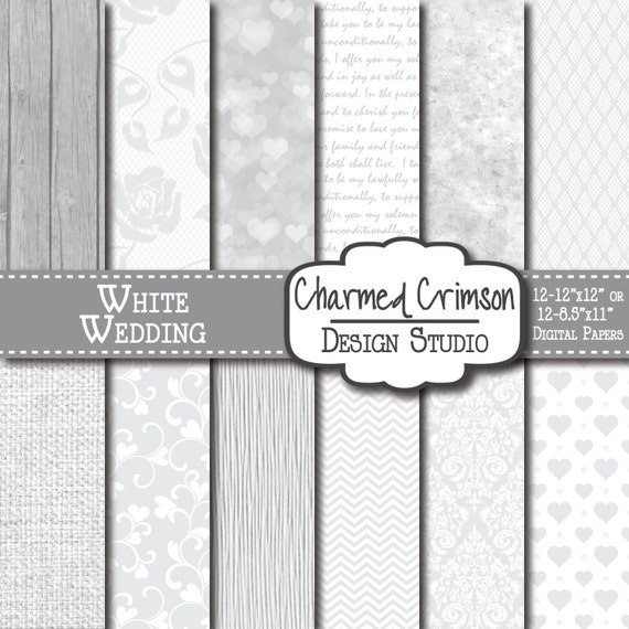 White Wedding Paper Wedding Digital Paper White Digital | Etsy