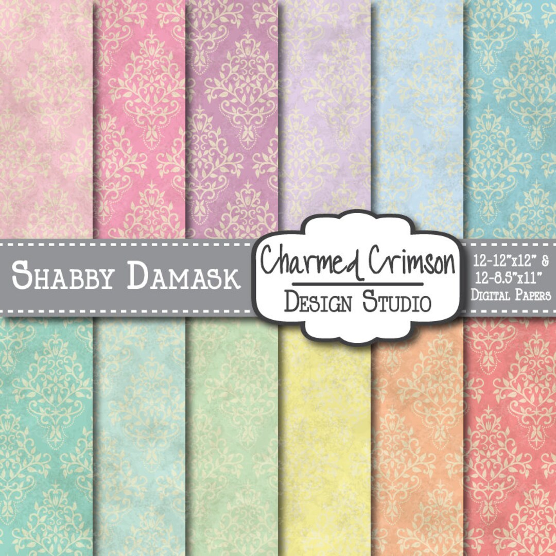 Damask Digital Paper, Shabby Digital Paper, Dirty Old Classical Shabby ...