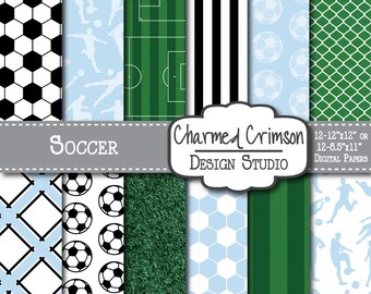 Sports Digital Background, Soccer Digital Paper, Black Digital Paper ...