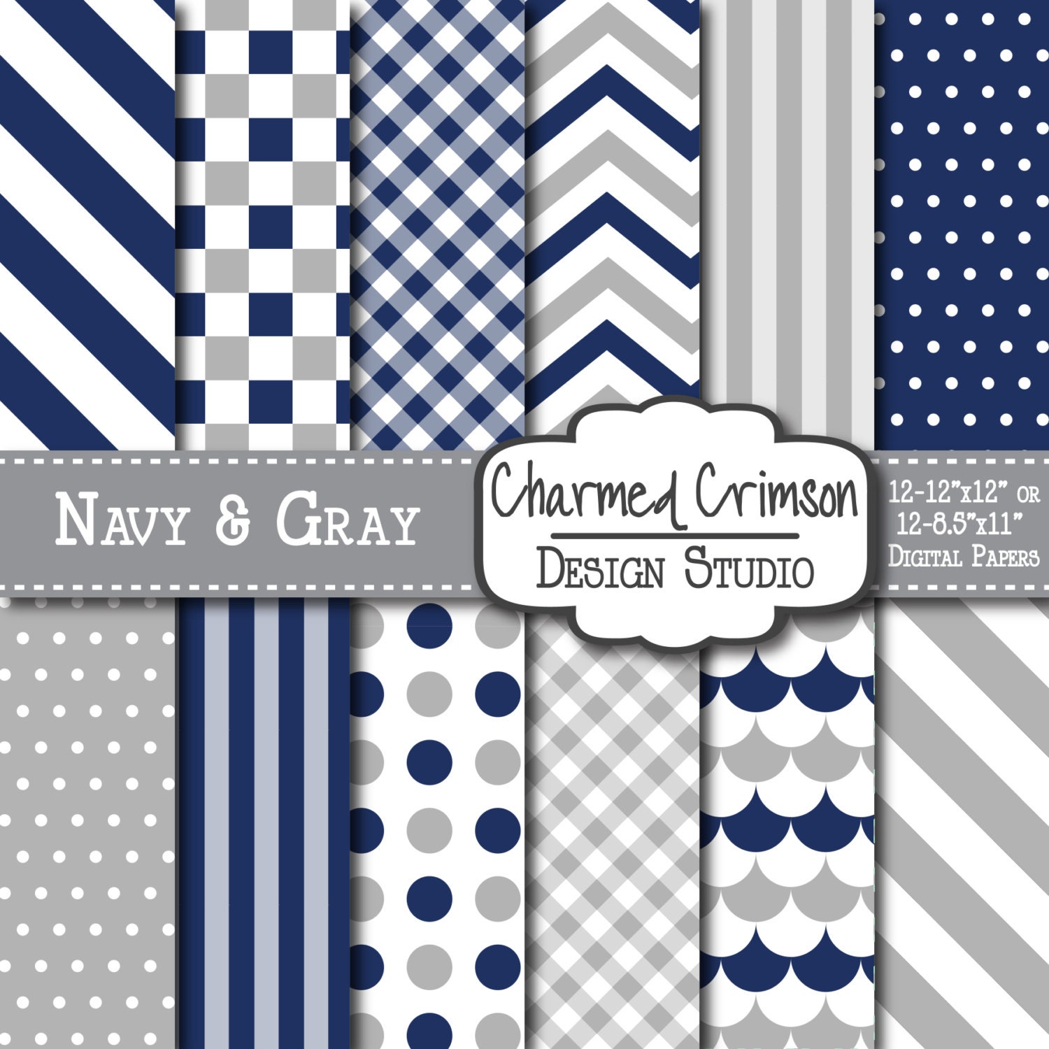 Blue Digital Paper, Baby Digital Paper, Gray Digital Pattern, Navy ...