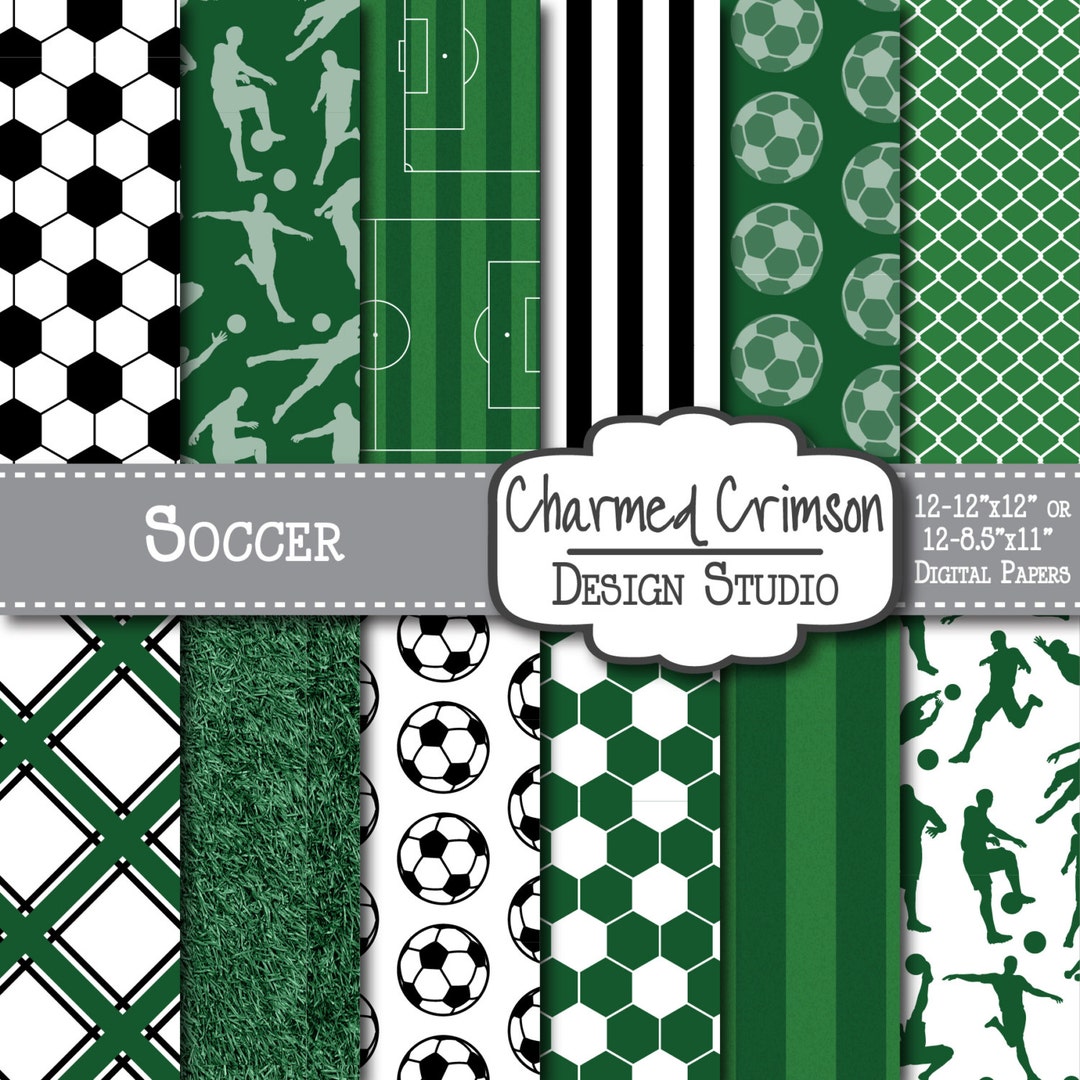 Sports Digital Background, Soccer Digital Paper, Green Digital Paper ...