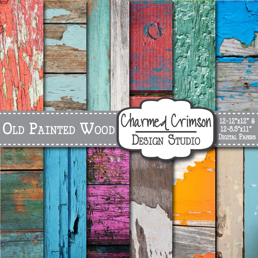 Old Painted Wood Background, Wood Digital Paper, Wood Texture ...