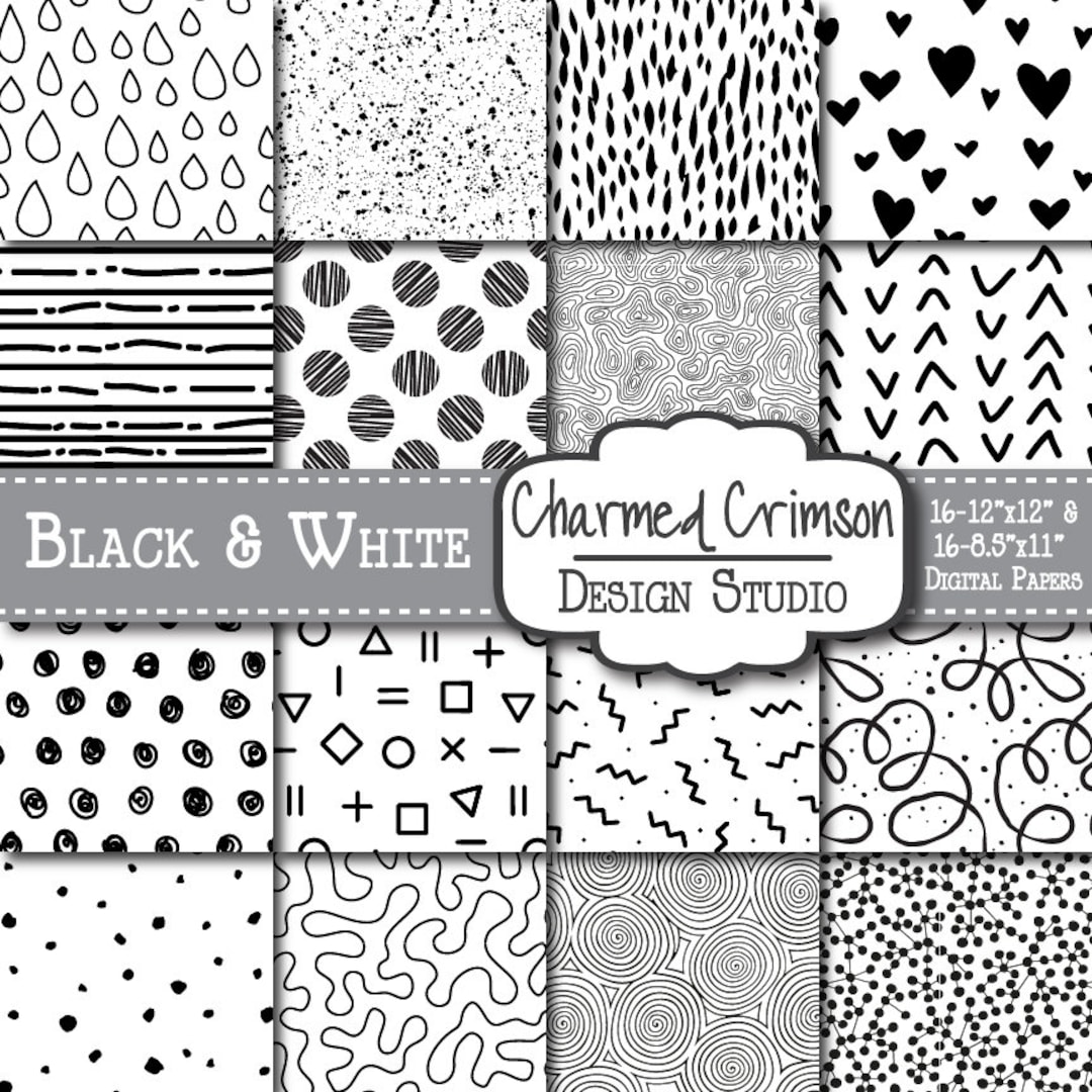Doodle Digital Paper, Black Doodles, Black Pen Doodles, Circles ...