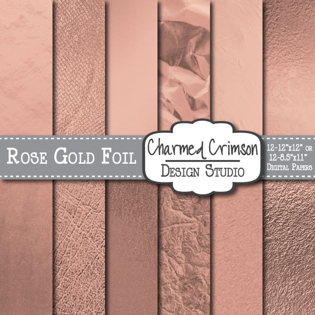 Metallic Rose Gold Paper, Rose Gold Digital Paper, Rose Gold Metallic ...