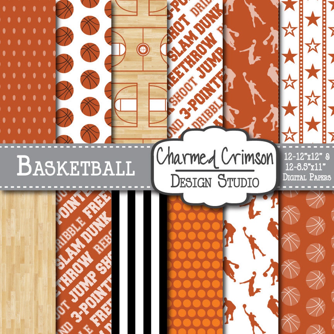 Orange Digital Paper, Basketball Digital Paper, Orange Digital Pattern ...