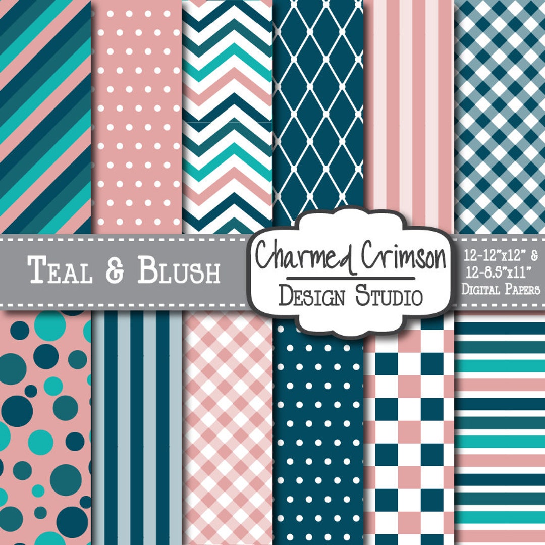 Teal Digital Paper, Pink Digital Paper, Blue Digital Pattern, Green ...