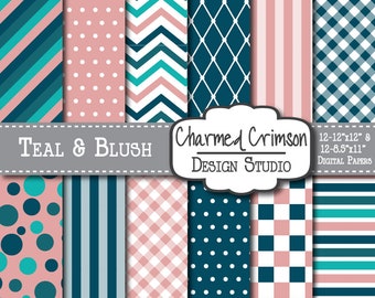 Pink Teal Chevron | Etsy