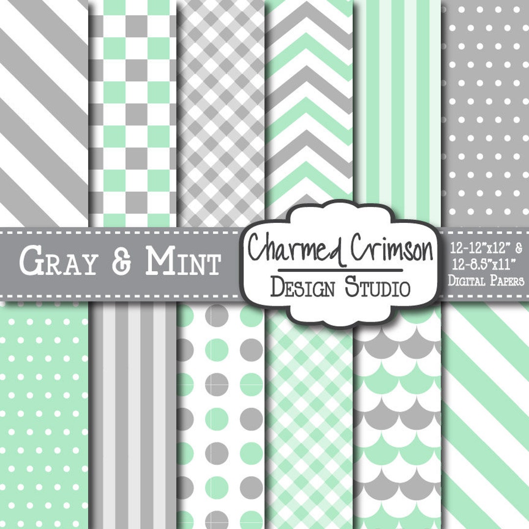 Mint Digital Paper, Gray Digital Paper, Digital Green, Green Paper ...