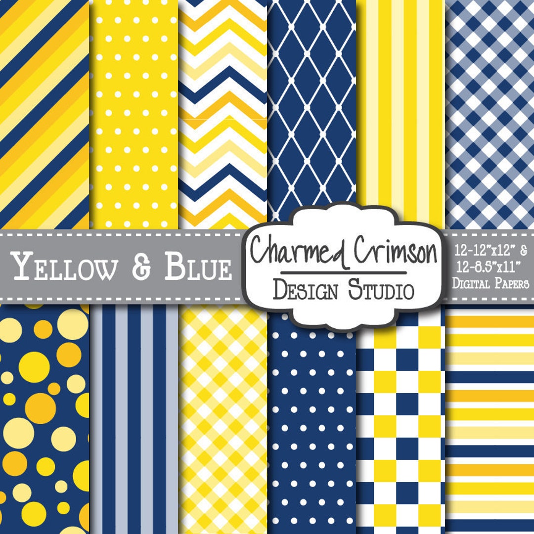 Yellow Digital Paper, Blue Digital Paper, Yellow Digital Pattern, Navy ...
