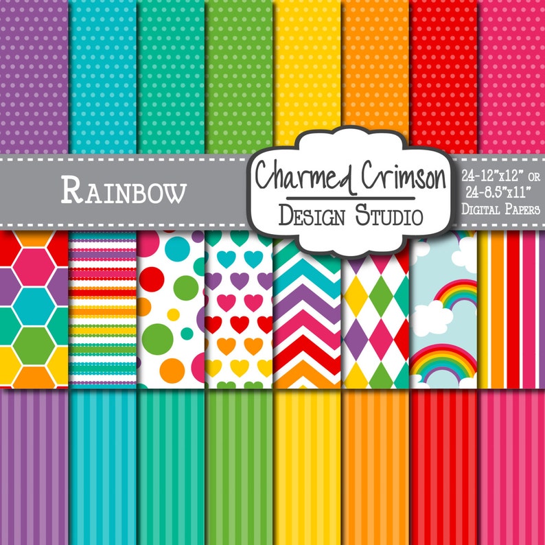 Rainbow Digital Paper, Rainbow Digital Paper, Digital Red, Purple Paper ...