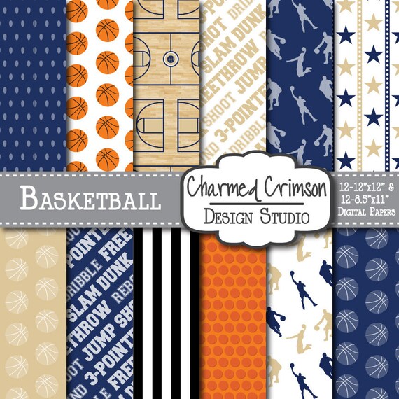 Blue Digital Paper Basketball Digital Paper Navy Digital - Etsy