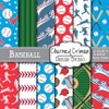 Red Digital Paper, Baseball Digital Paper, Baseball Digital Pattern ...