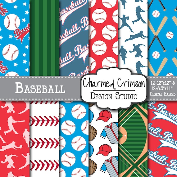 Blue Digital Paper Baseball Digital Paper Baseball Digital - Etsy