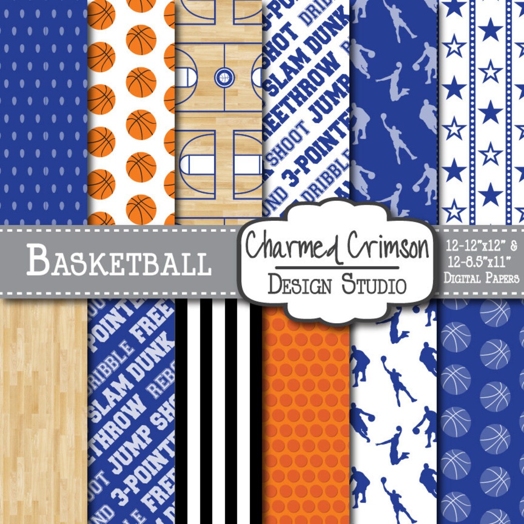 Blue Digital Paper, Basketball Digital Paper, Blue Digital Pattern ...