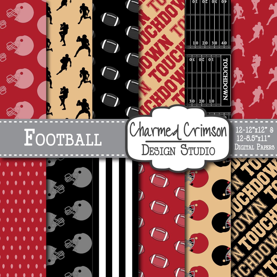 Gold Digital Paper, Football Digital Paper, Red Digital Pattern ...
