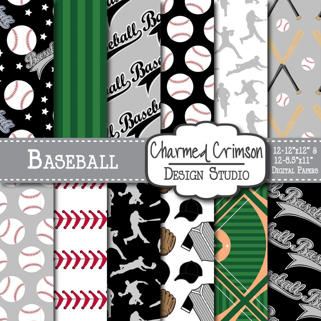 Gray Digital Paper, Baseball Digital Paper, Baseball Digital Pattern ...