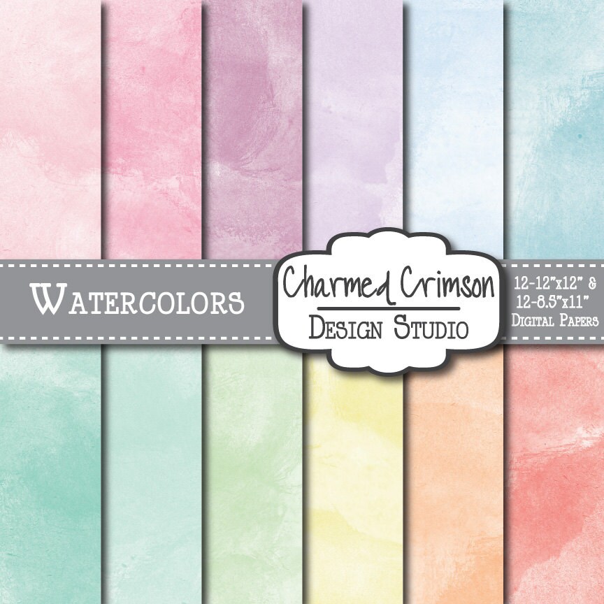 Pastel Watercolor Paper, Watercolor Digital Paper, Purple Digital ...