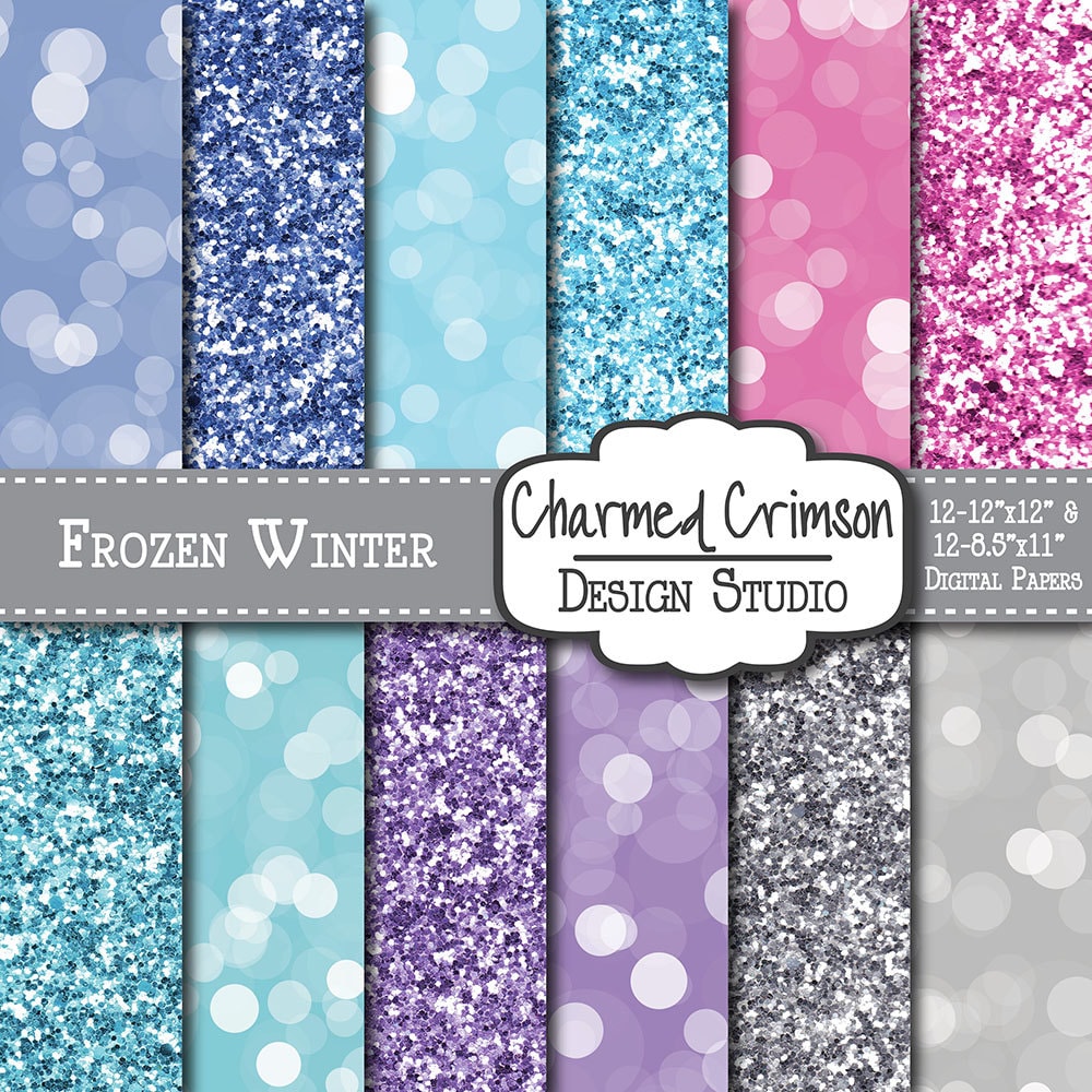 Winter Digital Paper, Frozen Digital Paper, Purple Digital Pattern ...