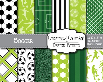 Soccer Digital Paper Soccer Scrapbook Papers Football Field - Etsy