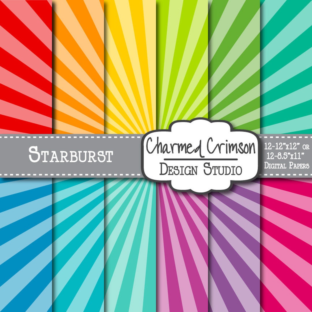 Bright Starburst Paper, Starburst Digital Paper, Purple Digital Pattern ...