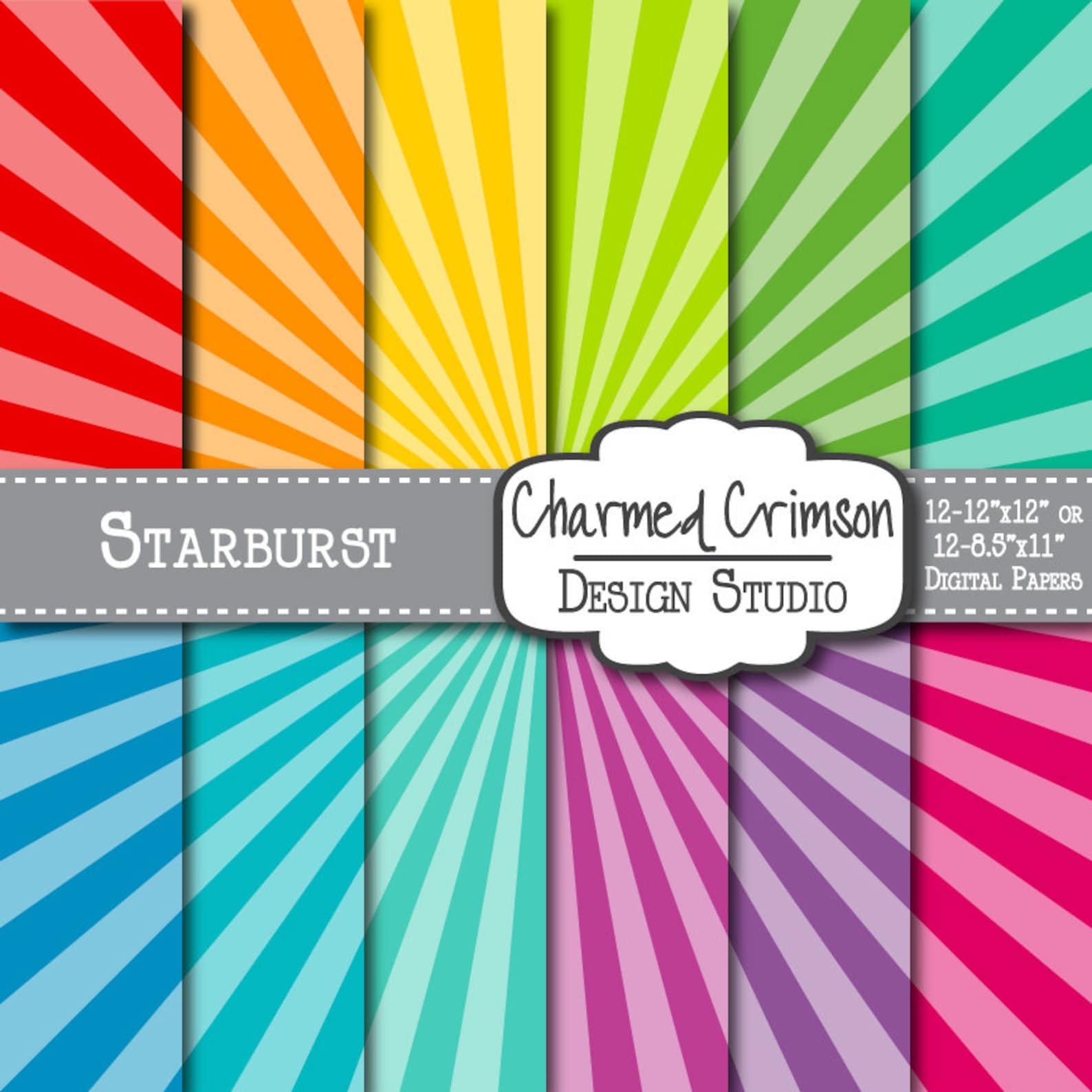 Bright Starburst Paper, Starburst Digital Paper, Purple Digital Pattern ...