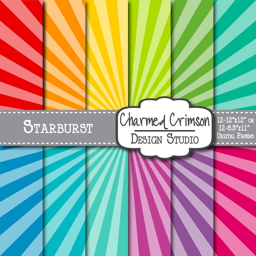 Bright Starburst Paper, Starburst Digital Paper, Purple Digital Pattern ...