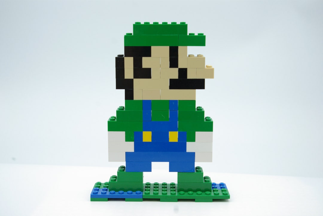 Large Mario Brothers Luigi Figure Handmade From Lego and Mega Bloks and ...