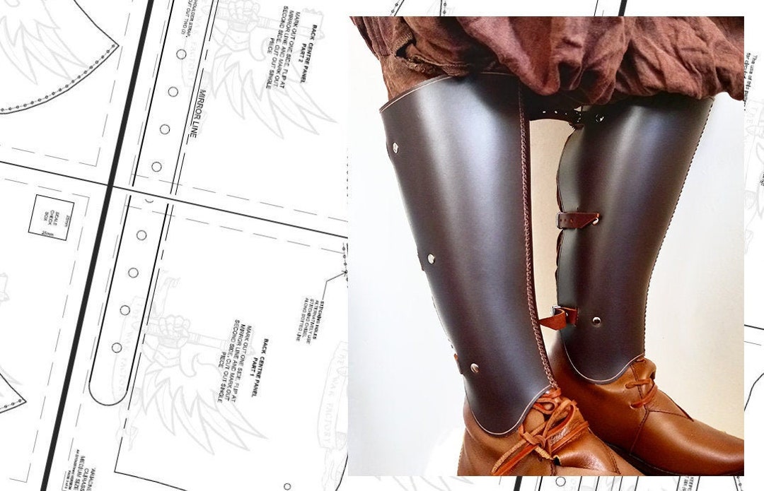 Leather Greaves Patterns - 'sigismund' LARP Armor - Three Sizes - Etsy
